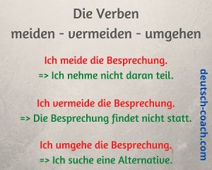 Die Verben MEIDEN - VERMEIDEN - UMGEHEN - Deutsch-Coach.com